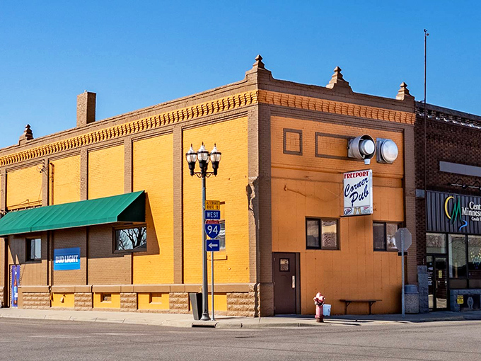 Downtown Freeport's golden-hued buildings stand as testaments to classic Midwestern architecture and small-town perseverance.