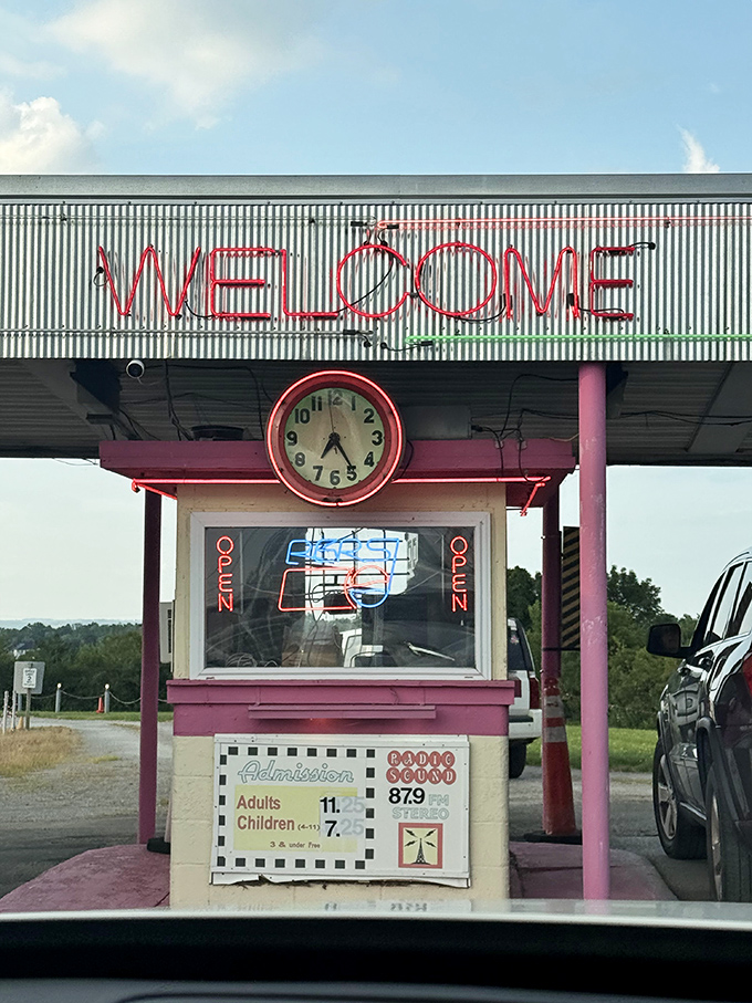The ticket booth welcomes visitors with retro charm and reasonable prices &ndash; $11 for adults, $7 for kids, making movie magic accessible.