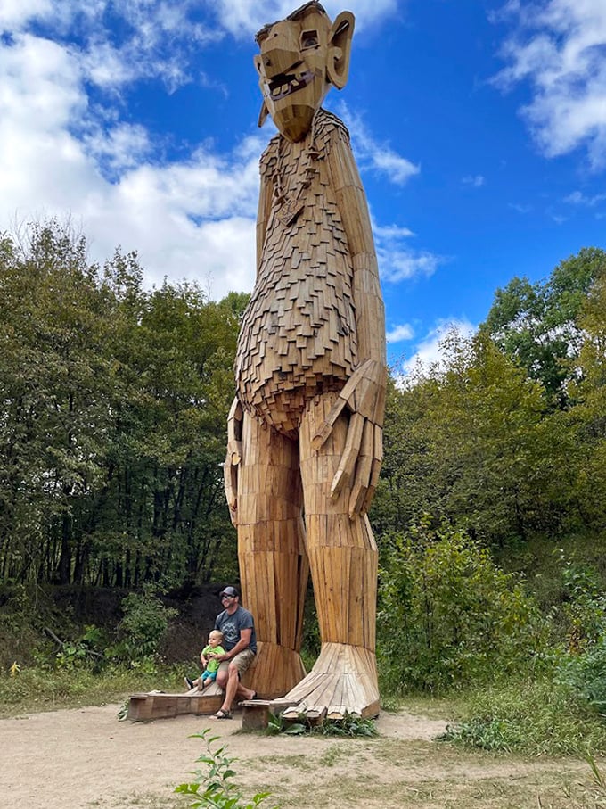 Standing tall against the Minnesota sky, this wooden sentinel watches over Detroit Lakes with quiet dignity.