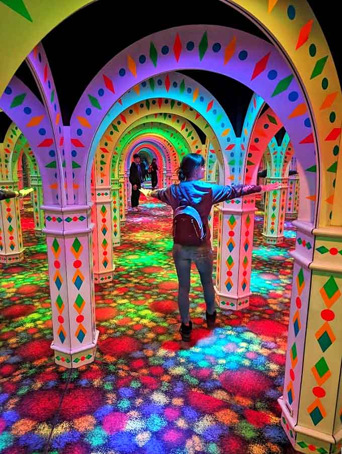 Step inside and enter a kaleidoscope world where reality fragments into infinite reflections and pathways seem to stretch forever.