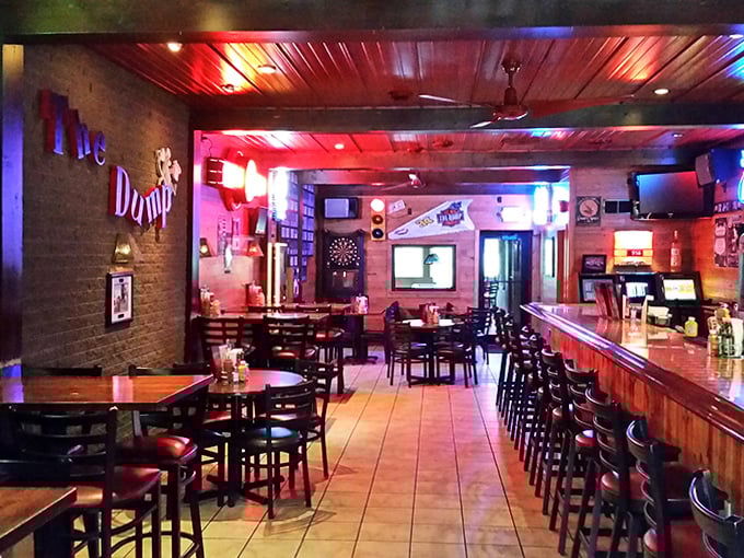 Step inside to a warm embrace of wood-paneled coziness and that perfect bar lighting that makes everyone look like they're having the time of their lives.