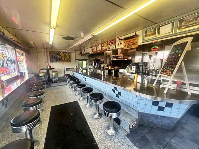 Classic diner counter seating where countless locals have enjoyed meals that become cherished memories over the years.