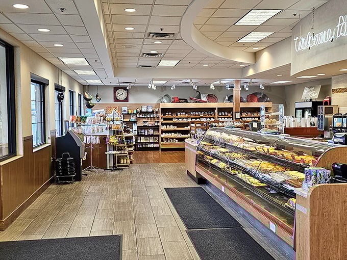 Inside the bakery, temptation lines every shelf. Resistance is futile when faced with this much buttery, sugary goodness.