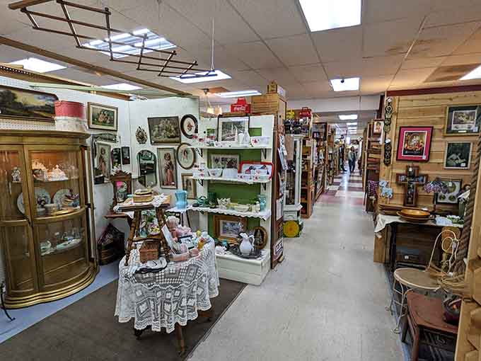 Aisles stretch into infinity, each booth a carefully curated universe where time stands wonderfully still.