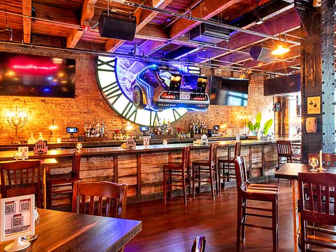 Step inside and the mantra becomes clear: "Don't grow up, it's a trap." Exposed beams and strategic lighting create the perfect playground atmosphere.