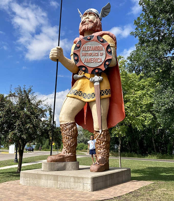 The sheer scale of Big Ole becomes apparent when visitors stand beside his massive boots, creating perspective-bending photo opportunities that never get old.