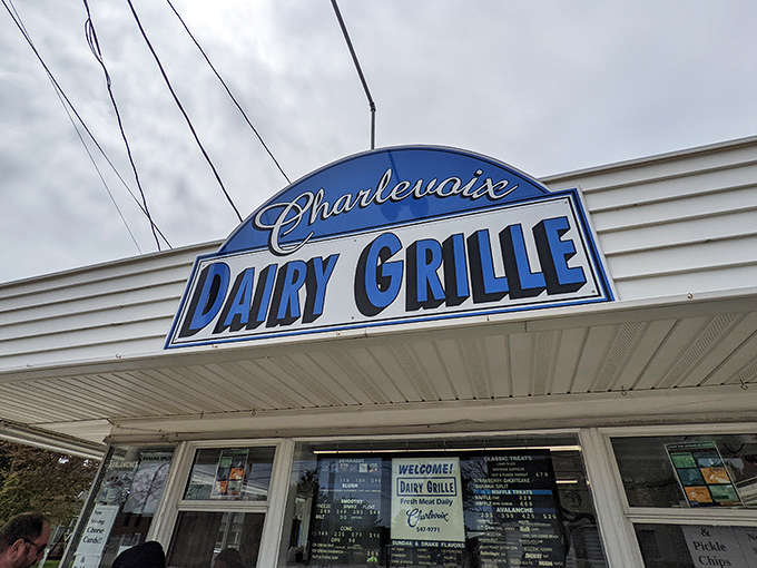 That blue "Dairy Grille" sign might as well read "Summer Headquarters" for generations of Charlevoix families and visitors.