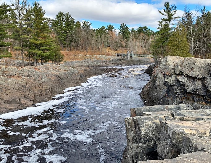 The St. Louis River carves its ancient path through rocky terrain, a testament to water's patient power.