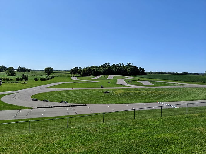 The winding track offers enough twists and turns to challenge even seasoned drivers while welcoming newcomers.