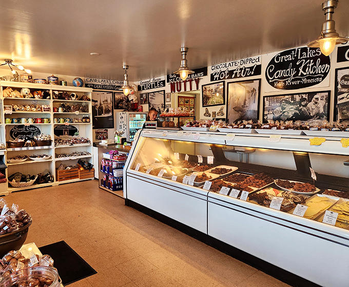 Step inside to a wonderland of confectionery delights where glass cases showcase handcrafted chocolates made with time-honored techniques.