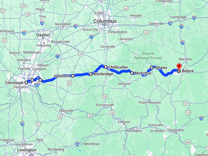 200-mile-drive-ohio 10 Map