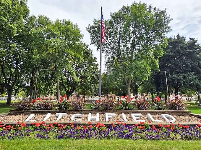 Central Park's vibrant flower display spells out "LITCHFIELD" in blooms so perfect they'd make any gardener green with envy and inspiration.