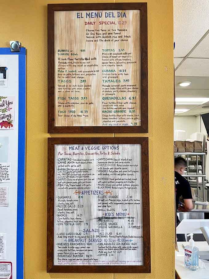 The handwritten menu board tells no lies &ndash; these are honest-to-goodness Mexican classics that don't need fancy descriptions to win your heart.