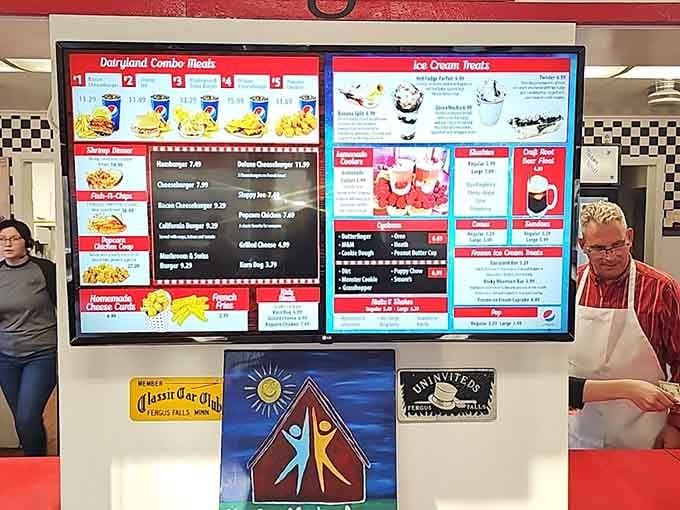 The menu board promises "It's all good!" and judging by the combo meals and ice cream treats listed, that's not false advertising.