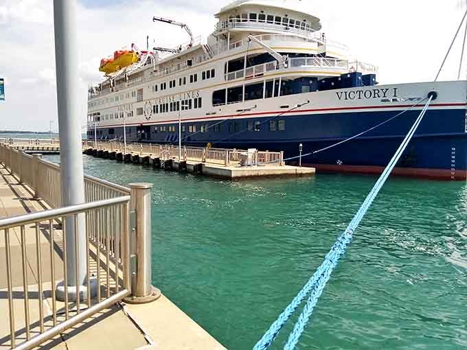 The Victory I cruise ship docked along the RiverWalk, offering floating adventures that would make Huck Finn trade his raft in a heartbeat.