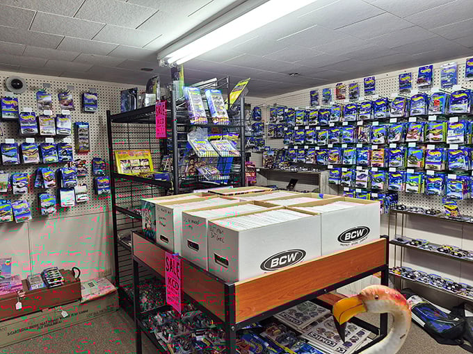 Step inside and prepare for sensory overload &ndash; walls of collectible cards await the dedicated hunter with organized chaos that somehow makes perfect sense.