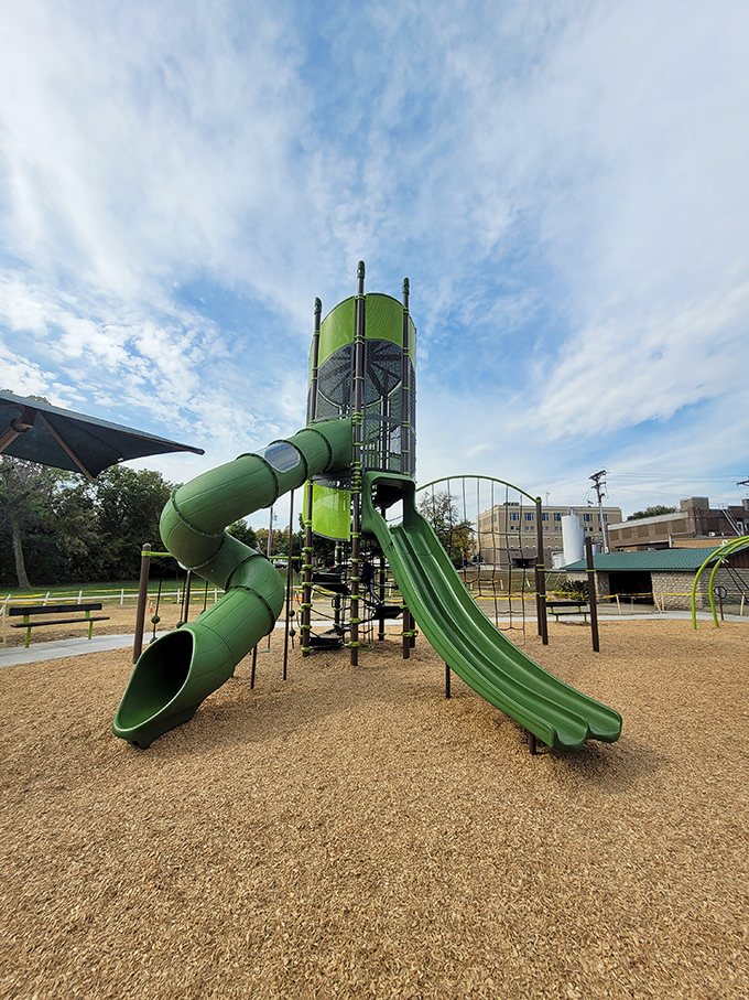 Dr. Allen Magnuson Park's playground equipment promises adventure for kids and a moment of peace for watchful parents.
