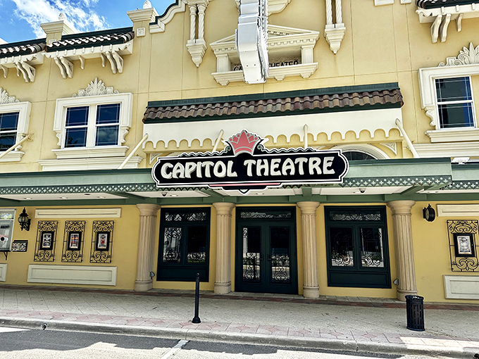 The welcoming entrance of the Capitol Theatre invites patrons into a world where vintage glamour meets modern entertainment excellence.