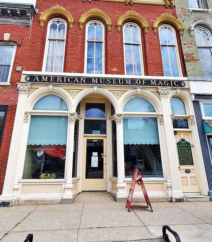Look closely at the entrance &ndash; that's not just any doorway, but a portal to wonder. The red ladder adds a touch of whimsy to this magical threshold.