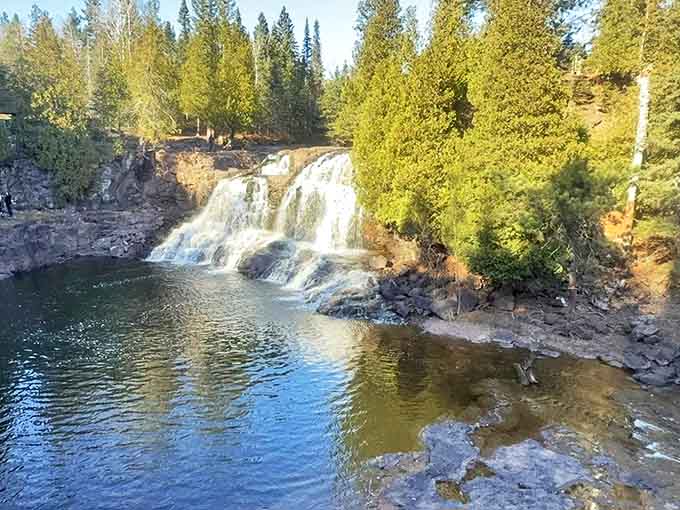 Another angle reveals Fifth Falls' hidden beauty &ndash; where water has patiently carved pathways through billion-year-old bedrock.