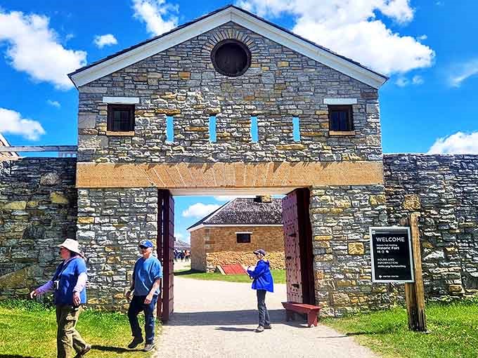 Step through this entrance and feel the weight of history – where modern footsteps follow paths tread by soldiers from another era.