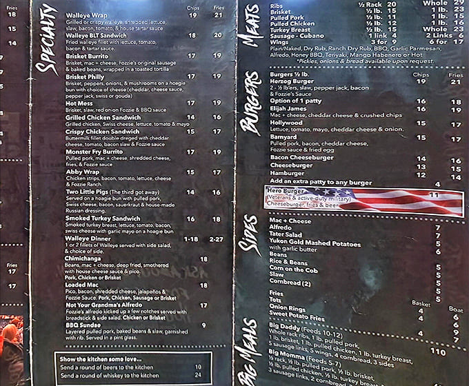 Menu: A barbecue lover's dream sheet &ndash; from the legendary pulled pork to brisket and chimichanga options that'll make decision-making deliciously difficult.