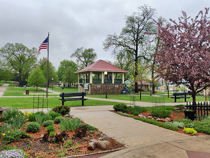 German Park's picturesque gazebo hosts summer concerts where locals gather with picnic baskets and lawn chairs for evening entertainment.