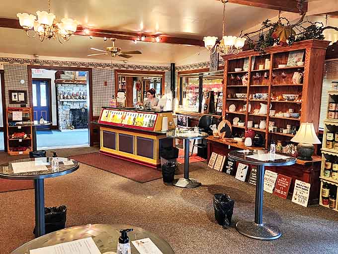 Warm wood tones and soft lighting welcome visitors to a tasting room where sophistication meets Midwestern hospitality.