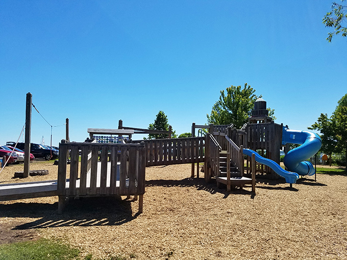 Marina Park's playground stands ready for little adventurers, proving Bayfield caters to sailors of all sizes with equal enthusiasm.