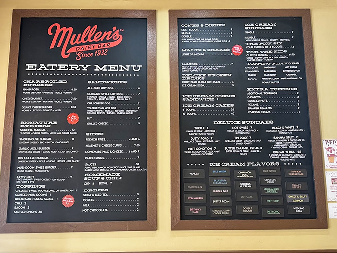 The menu board tells a story of tradition &ndash; classic burgers, malts, and ice cream creations that have stood the test of time.