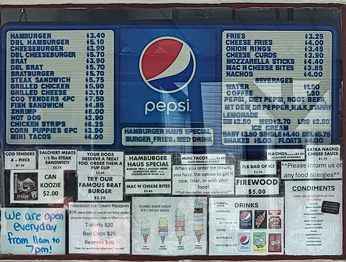 The menu board tells a story of simplicity and tradition, where burgers reign supreme and decisions are deliciously straightforward.