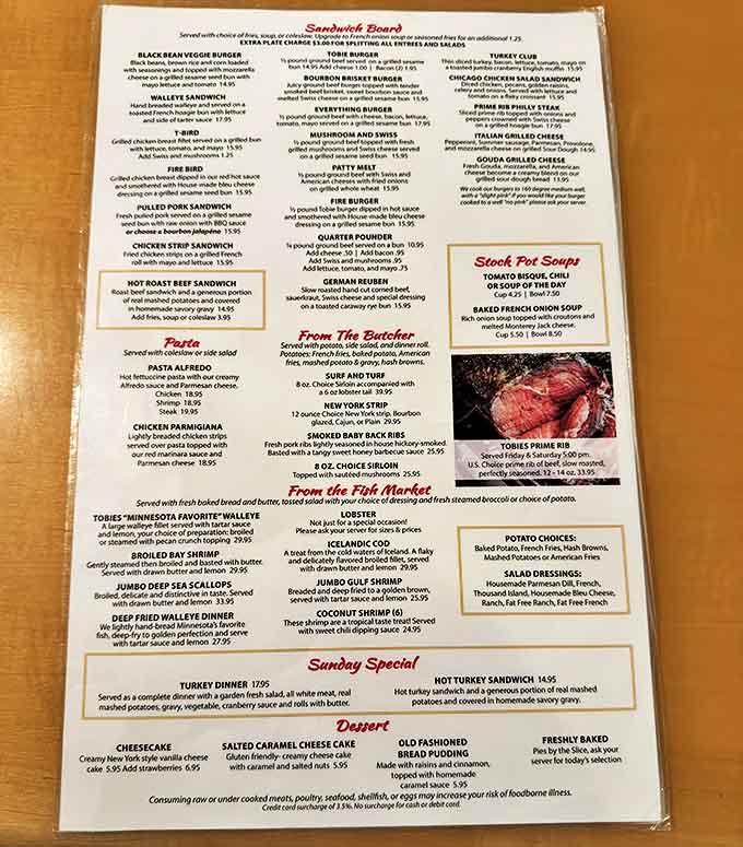 The menu at Tobie's reads like a love letter to Midwest comfort food – where decisions are tough and calories don't count if you're on vacation.