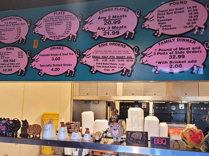 The menu board's pink pig silhouettes tell you everything you need to know &ndash; this place takes its meat seriously, but itself? Not so much.