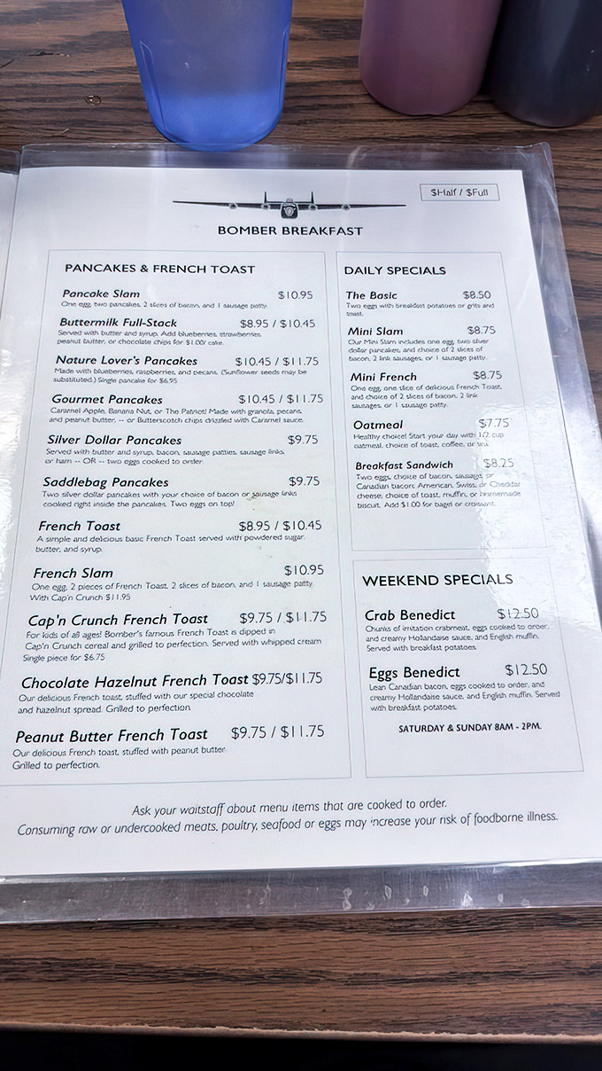 The breakfast menu reads like a flight plan for your taste buds &ndash; from basic training pancakes to advanced tactical French toast operations.