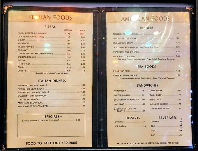 This vintage menu is a time machine to simpler days when food didn't need fancy descriptions to be delicious.