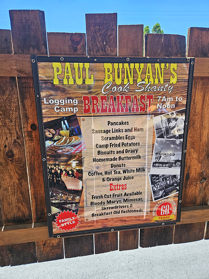 This isn't just a menu &ndash; it's a declaration of delicious intent, promising lumberjack-worthy portions from 7am to noon.