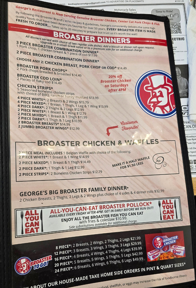 The menu reads like a love letter to broasted chicken – a pressure-fried miracle that makes ordinary fried chicken seem like a distant, lesser relative.