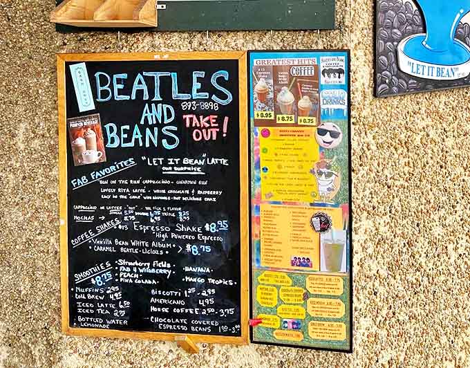 The menu board reads like a Beatles greatest hits album, with clever names that'll have you humming while you decide between a "Let It Bean" or "Ticket to Ride."