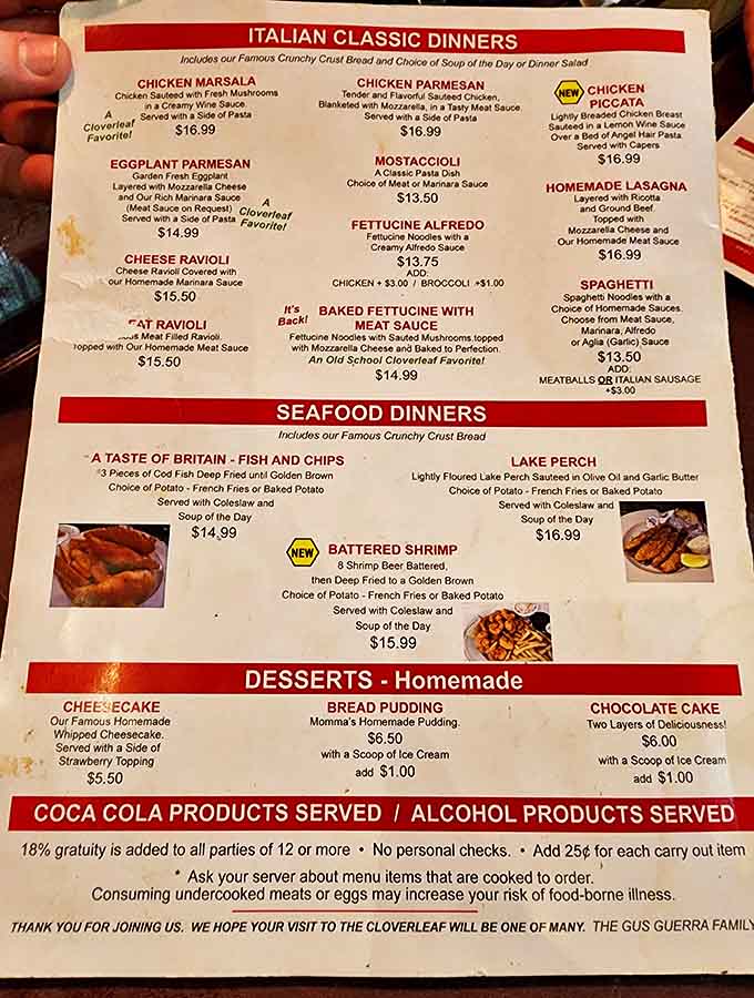 The menu reads like a love letter to Italian-American cuisine, with Detroit-style pizza stealing the spotlight among classic comfort dishes.