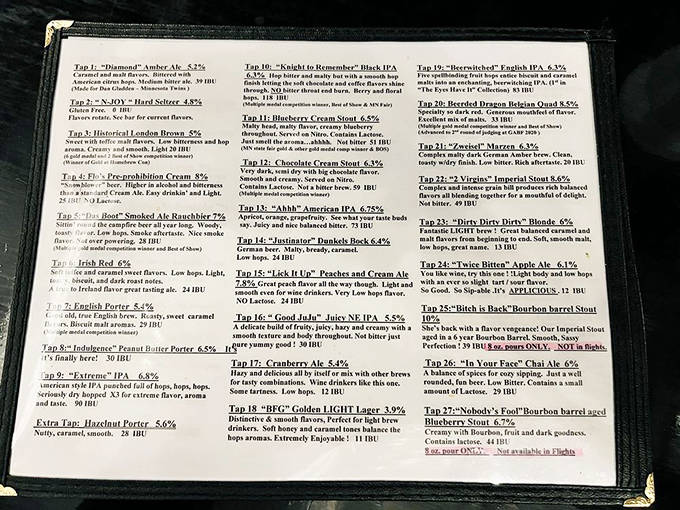 The beer menu reads like an ancient scroll of magical potions, each brew more tempting than the last.