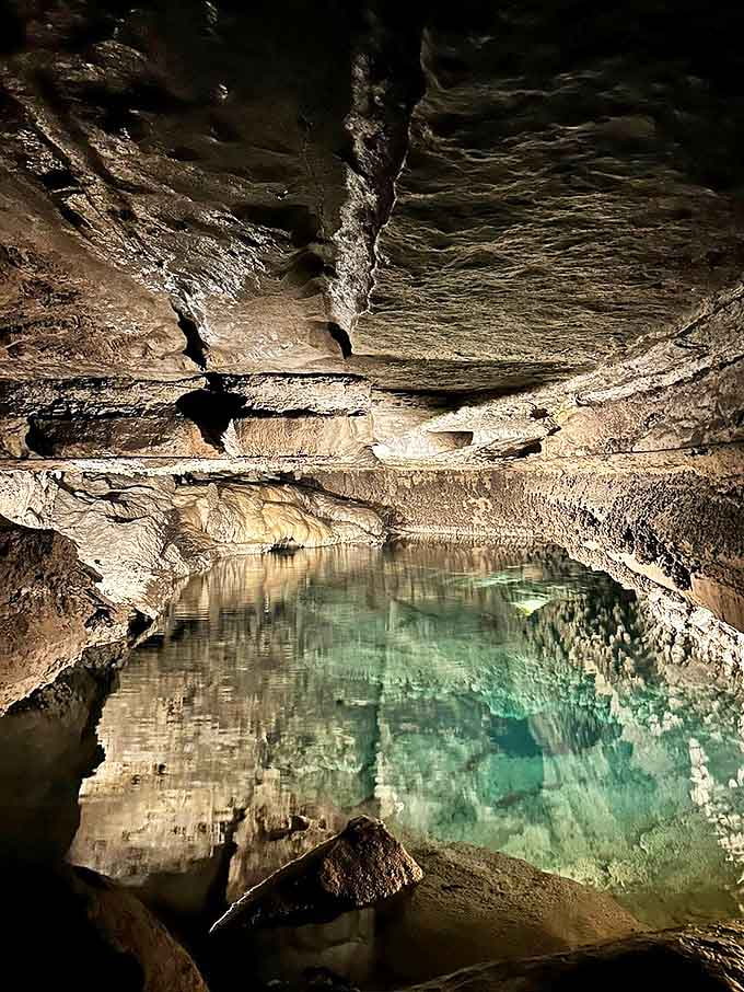Nature's hidden swimming pool: The impossibly clear turquoise waters of this underground pool reflect millions of years of geological artistry.
