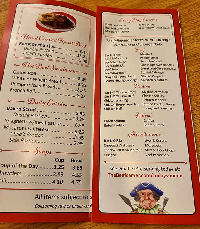 The rotating menu keeps things fresh while the classics remain constant, offering everything from hand-carved roast beef to tender chicken and hearty sides.