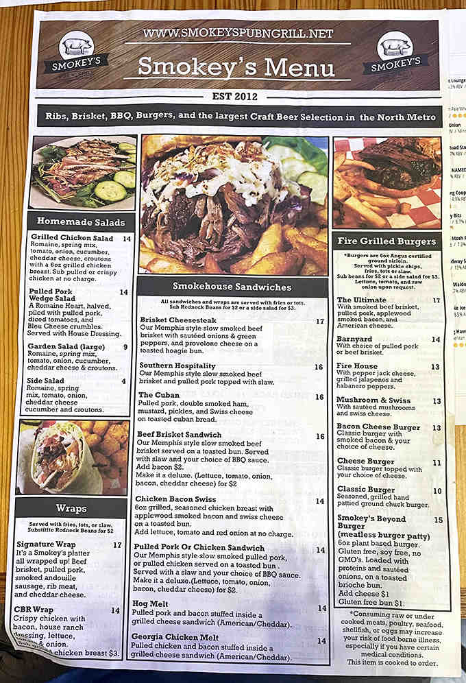 The menu at Smokey's reads like a love letter to smoked meats &ndash; decisions, decisions! Good luck choosing just one item.
