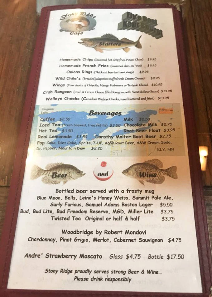 The menu reads like a woodland adventure guide, with creative burgers named after local wildlife and natural landmarks.