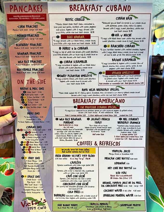 Decisions, decisions! The menu at Victor's reads like a love letter to Cuban cuisine, with classics and creative twists.