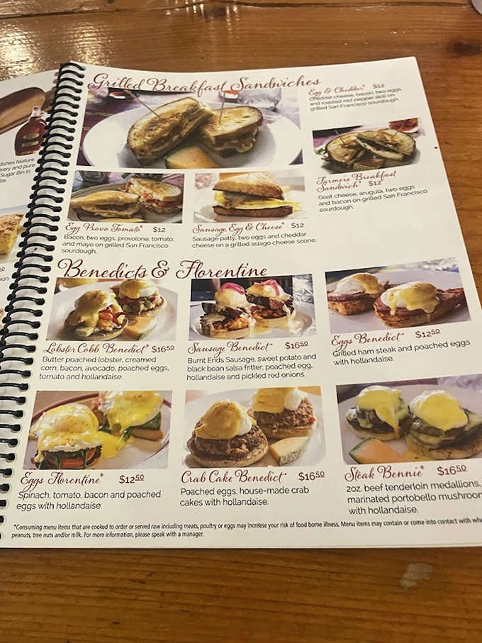 The menu showcases breakfast sandwiches and Benedicts that elevate morning meals from mere sustenance to culinary adventures worth waking up for.