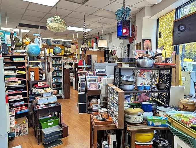 Every aisle tells a different story, with treasures stacked from floor to ceiling in this vintage wonderland.