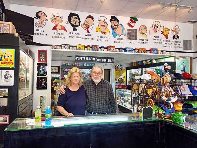 The friendly faces behind the counter share infectious enthusiasm for all things Popeye, making every visitor feel like part of the family.