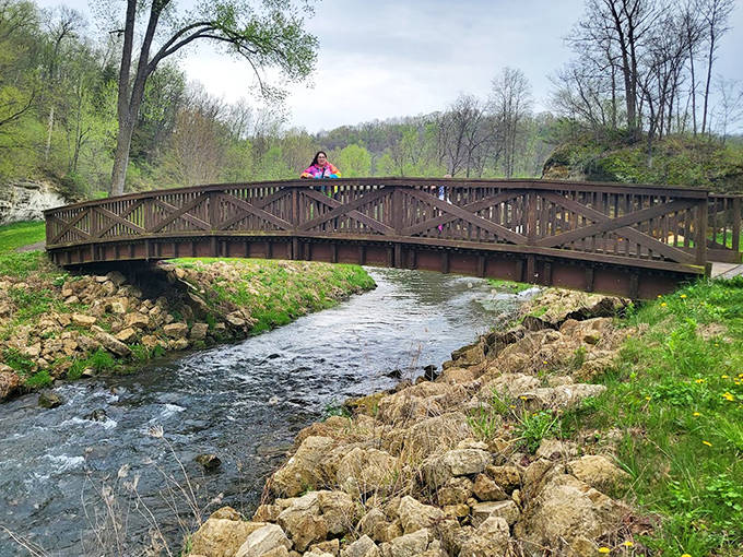 This charming footbridge isn't just functional &ndash; it's the perfect spot for contemplating life's big questions or simply watching the water flow below.