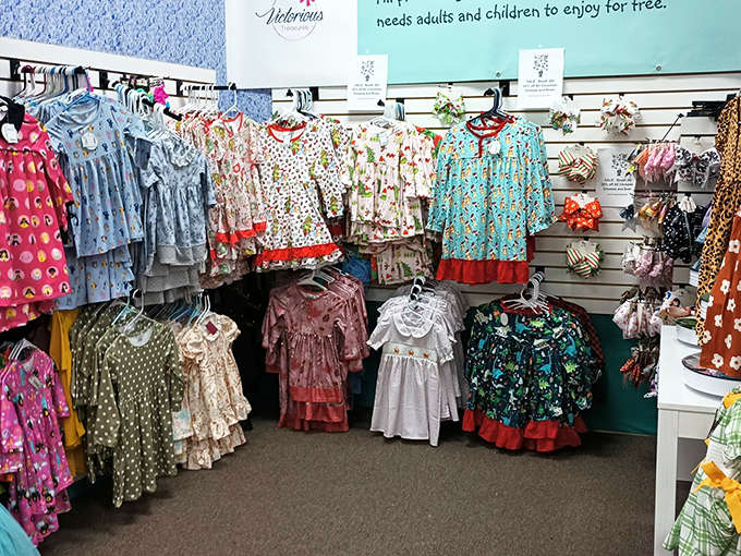 Tiny fashionistas of yesteryear would have twirled in these vintage children's dresses, each one stitched with more personality than an entire modern department store.